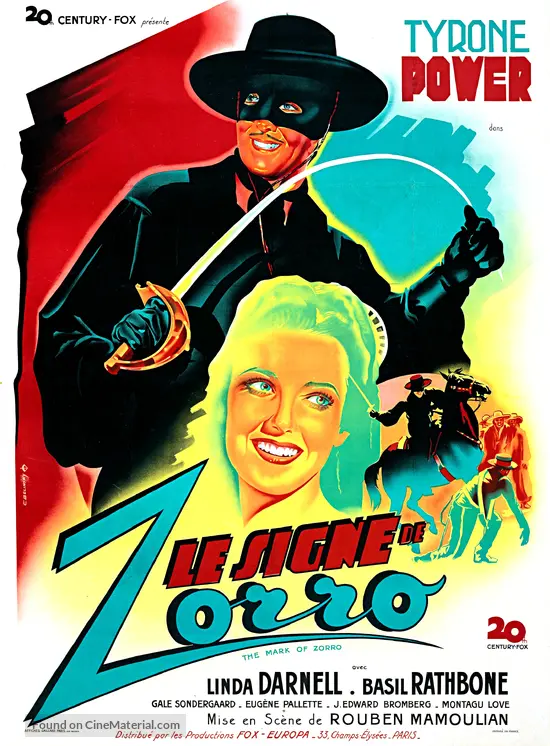The Mark of Zorro (1940) French movie poster