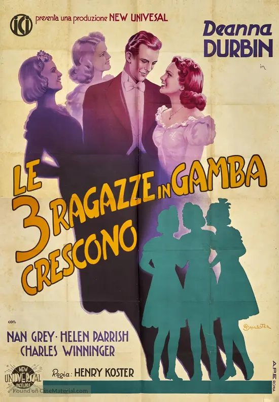 Three Smart Girls Grow Up (1939) Italian movie poster