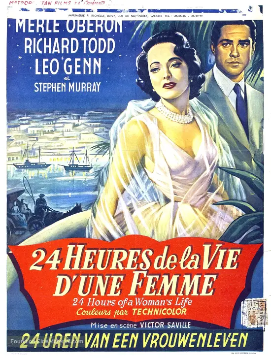 24 Hours of a Woman's Life (1952) Belgian movie poster