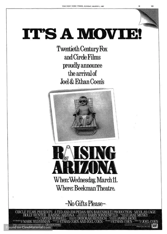 Raising Arizona (1987) newspaper ad